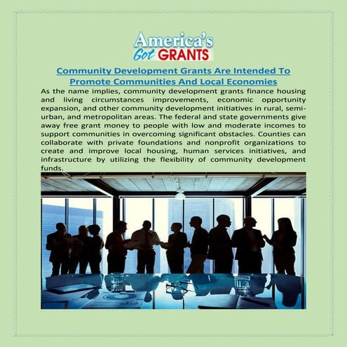 Community Development Grants Are Intended To Promote Communities And ...