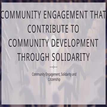 Community Develop through Solidarity - Community Engagement, Solidarity ...