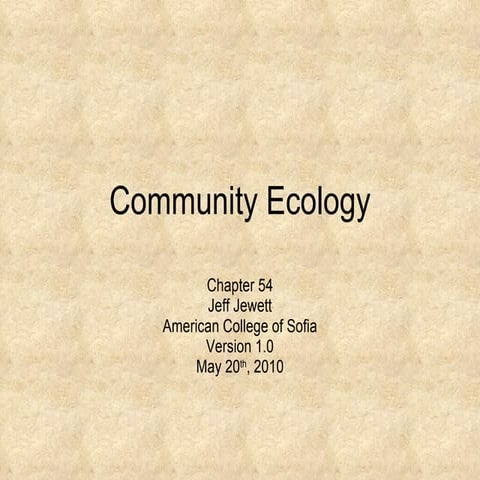 Community ecology | PPT | Geography | Science