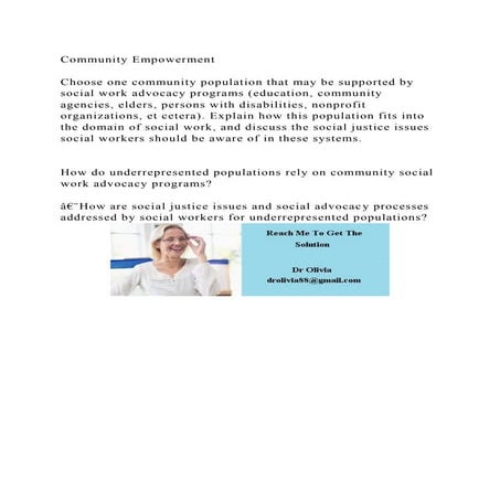Community EmpowermentChoose one community population that may be.docx