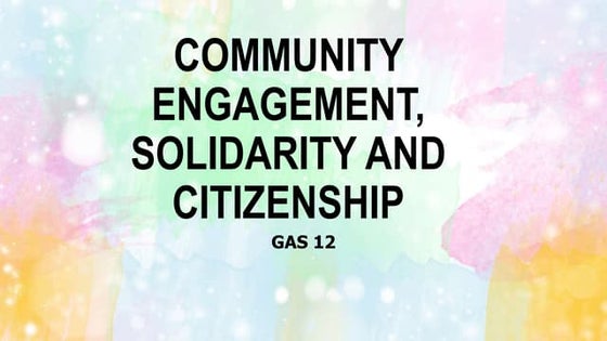 Overview on Community Engagement, Solidarity and Citizenship | PPT
