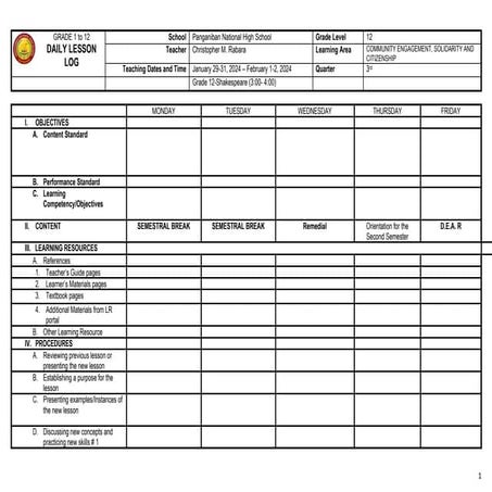 community engagement Lesson for Grade 12 | DOCX