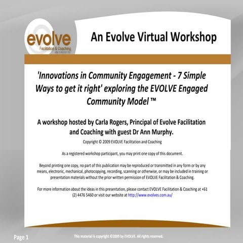 Community Engagement Evolve 2009 | PPT