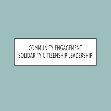 Community Engagement, Solidarity and Citizenship | PDF