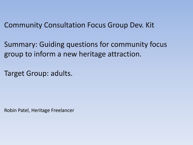 Community Focus Group Dev Kit V1 Ppt