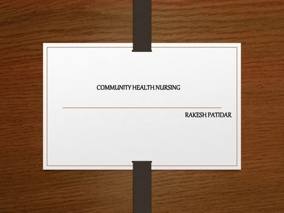 (1) introduction to community health nursing | PPTX
