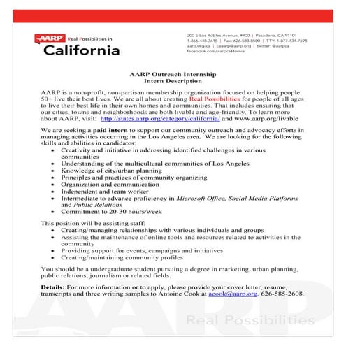 Community Intern Job Description 2016 | PDF