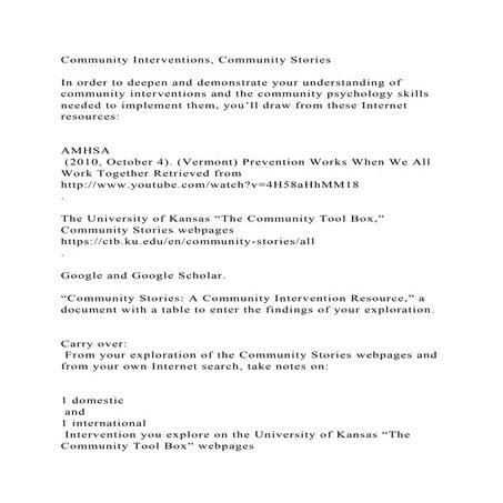 Community Interventions, Community StoriesIn order to deepen and.docx