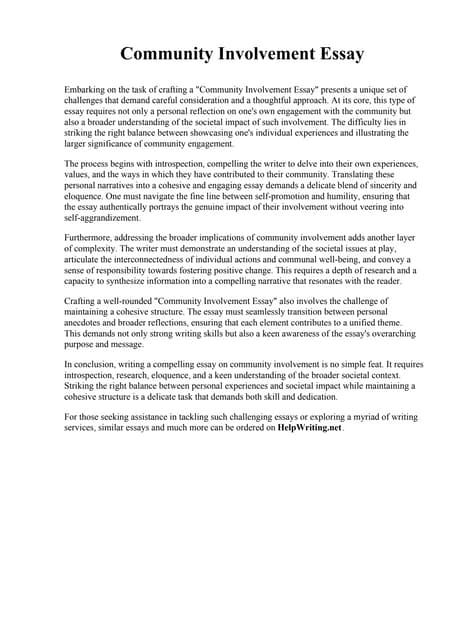 Essay Community. University of Saint Mary | PDF