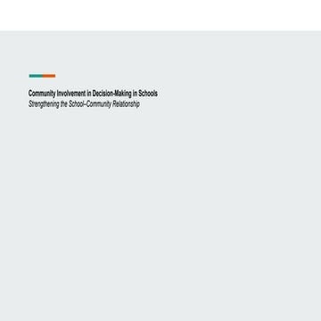 Community Involvement in Decision-Making in Schools Strengthening the ...