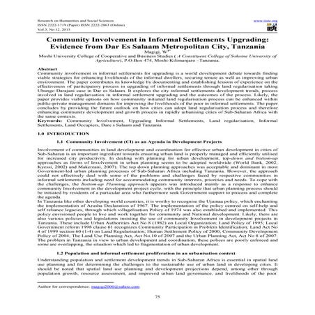 Community involvement in informal settlements upgrading | PDF