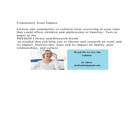 Community Issue ImpactChoose one community or cultural issue.docx