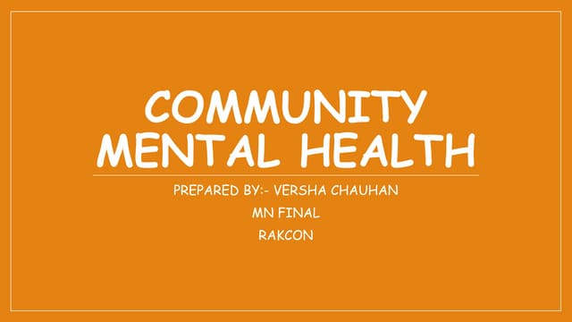 NATIONAL MENTAL HEALTH PROGRAMME | PPT