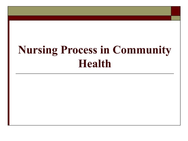 COMMUNITY HEALTH NURSING DIAGNOSIS | PPTX