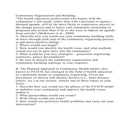 Community Organization and Building The health education profess.docx