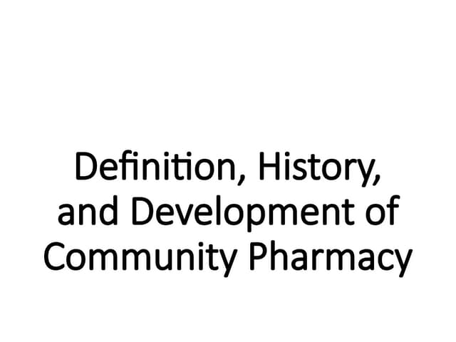Community pharmacy-Definition ,scope and Roles and responsibilities of ...