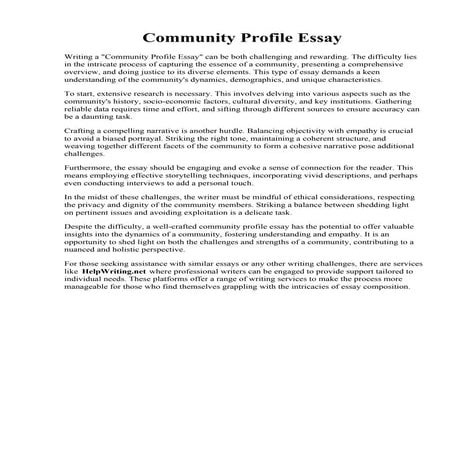 Community Profile Essay | PDF