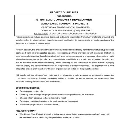 Strategic Community Development Project | PDF