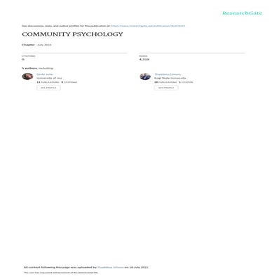 COMMUNITY/DEVELOPMENT PSYCHOLOGY-INTRODUCTION | PDF