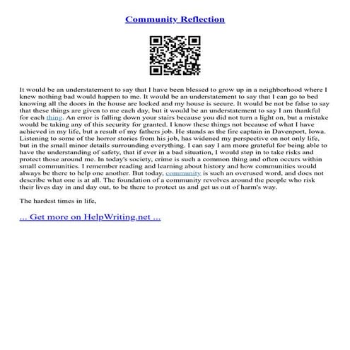 Community Reflection | PDF