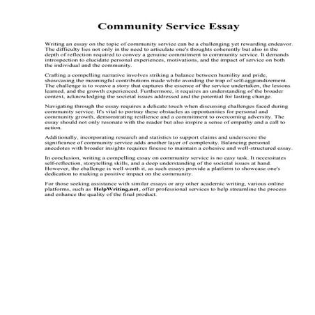 Community Service Essay | PDF | Education