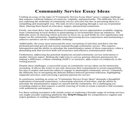 Community Service Essay Ideas | PDF