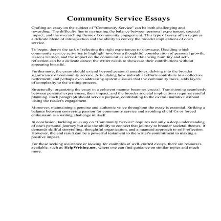Community Service Essays | PDF