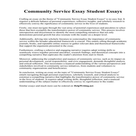 Community Service Essay Student Essays.pdf