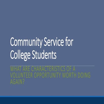 Community service for college students | PDF
