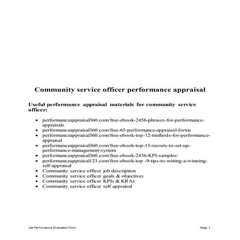 Community service officer performance appraisal | DOCX
