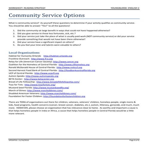The Impact Of Community Service On The Community | PDF