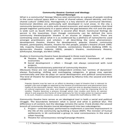 Community theatre | DOC