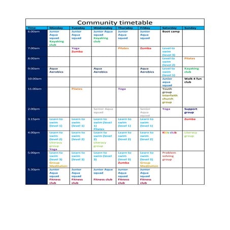 Community timetable | PDF