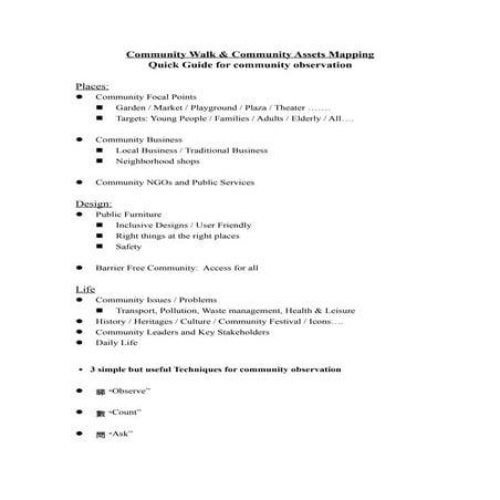 Community Walk & Community Assets Mapping Quick Guide For Community ...