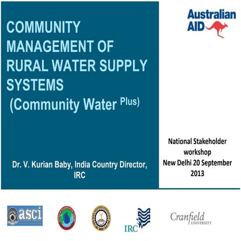 Community water plus ppt delhi workshop kurian | PPTX