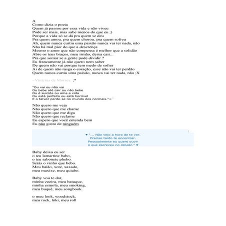 Como Dizia O Poeta | DOC