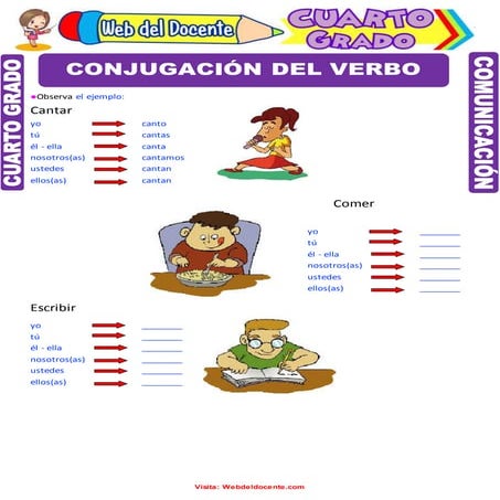 Hojas De Trabajo De Concordancia Entre Sujeto Y Verbo, Cuarto Grado