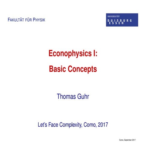 Econophysics I: Basic Concepts - Thomas Guhr | PDF