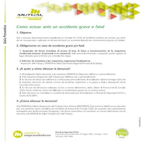 Como actuar ante un accidente grave o fatal | PDF