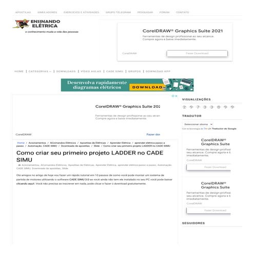 Como criar seu primeiro projeto ladder no cade simu ensinando elétrica ...