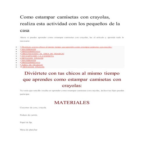 Como estampar camisetas con crayolas | DOCX