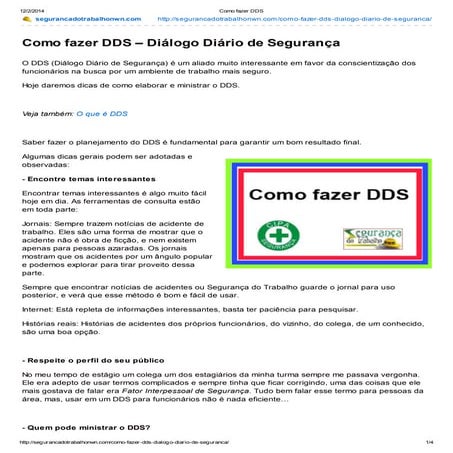 Exemplo de como elaborar uma DDS