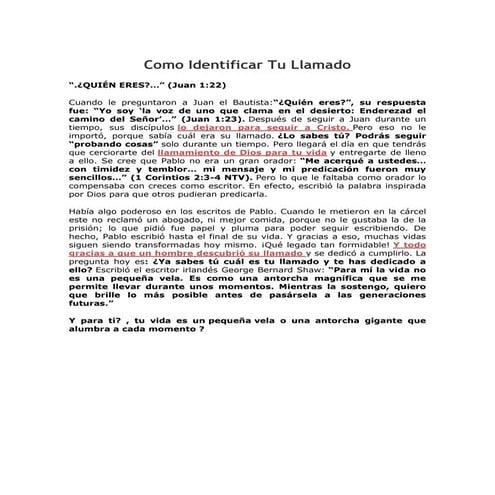 Como identificar tu llamado | DOCX