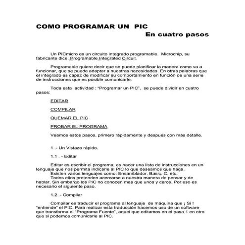 Como programar un pic en 4 pasos | PDF