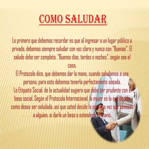 El saludo y sus reglas protocolares | PDF
