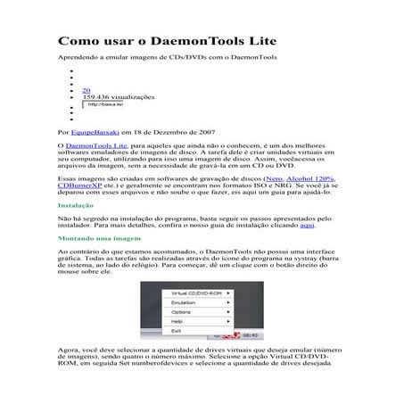 Como usar o daemon tools lite | DOCX