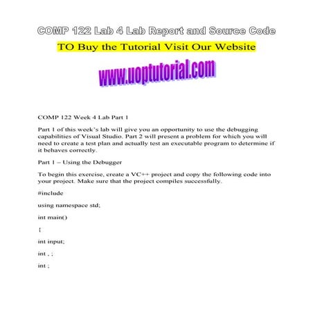 Comp 122 lab 4 lab report and source code | PDF