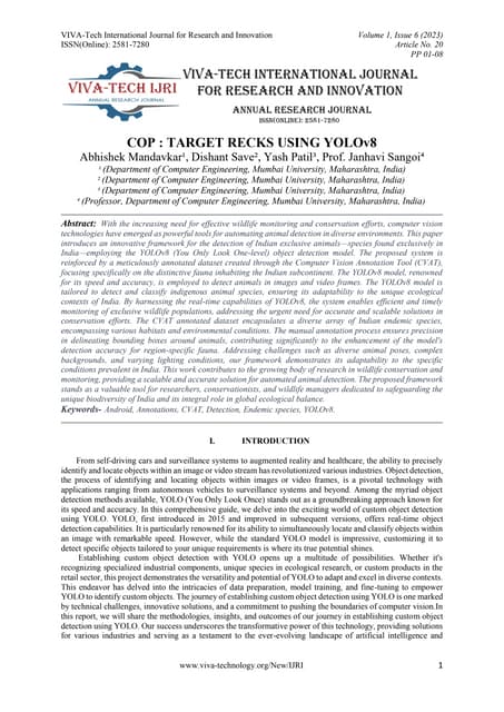 Wildlife Identification using Object Detection using Computer Vision and YOLO | PDF | Cameras ...