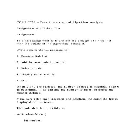 COMP 2230 – Data Structures and Algorithm AnalysisAssignment | PDF
