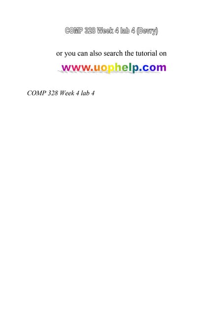 Comp 328 week 6 lab 6 | PDF